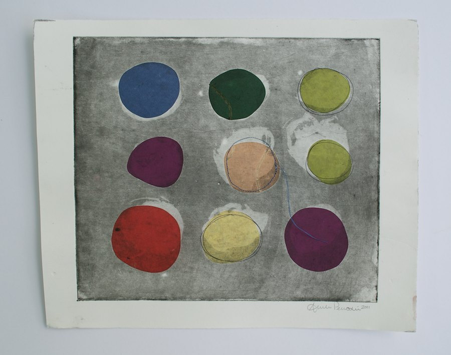 Circles In Color - An Original Etching With Chine Colle & Thread on Luulla